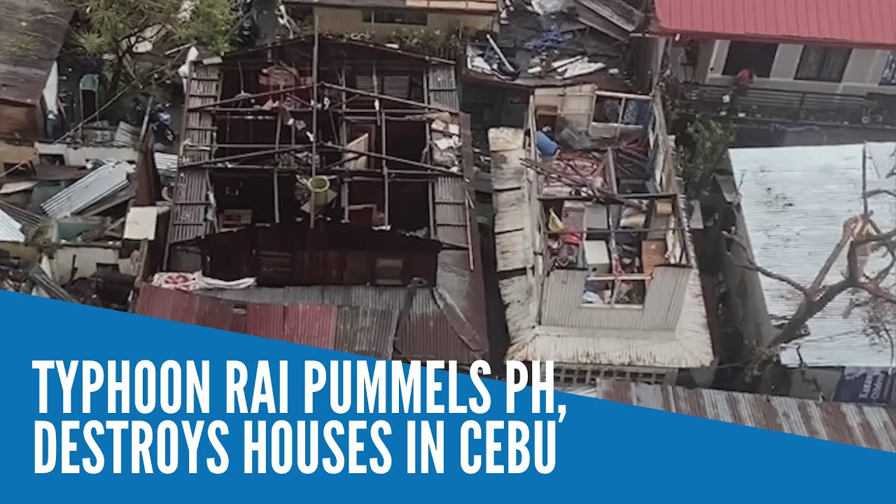 Typhoon Rai pummels PH, destroys houses in Cebu - YouTube