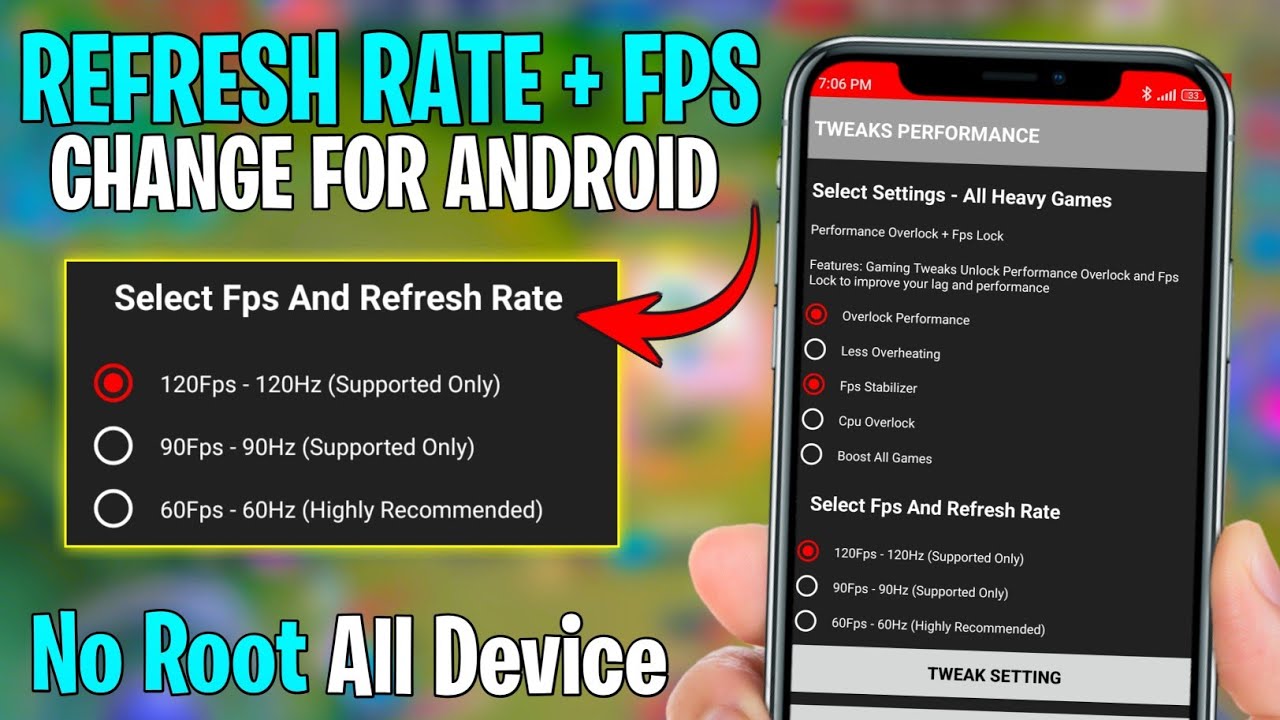 Refresh Rate + Frame Rate Charger No Root | Max FPS & Fix Lag ! - YouTube