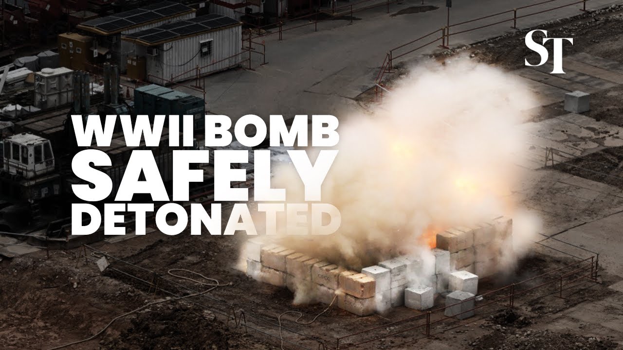 WWII bomb in Upper Bukit Timah destroyed in 2 controlled explosions - YouTube