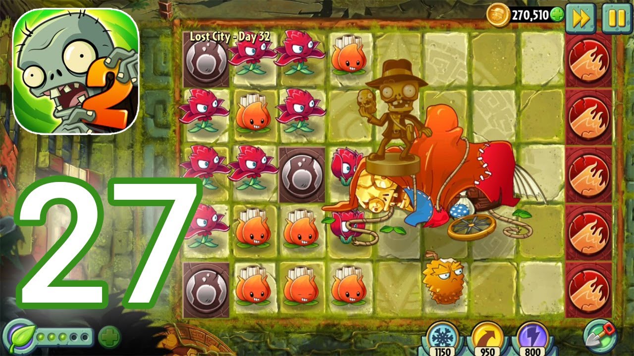 Plants vs. Zombies 2 - Gameplay Walkthrough Part 27 - Lost City Level ...