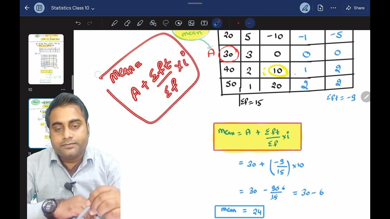 Statistics Mean Step Deviation Method Class10 Part 4 - YouTube