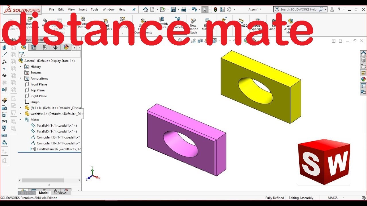 solid work assembly mates | advanced mates | distance limit | angle ...