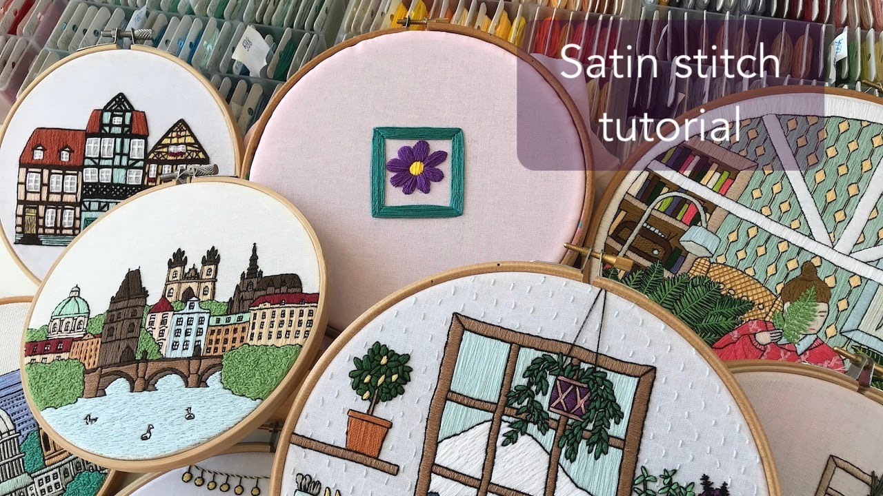 Satin stitch. Hand embroidery tutorial with examples of use - YouTube