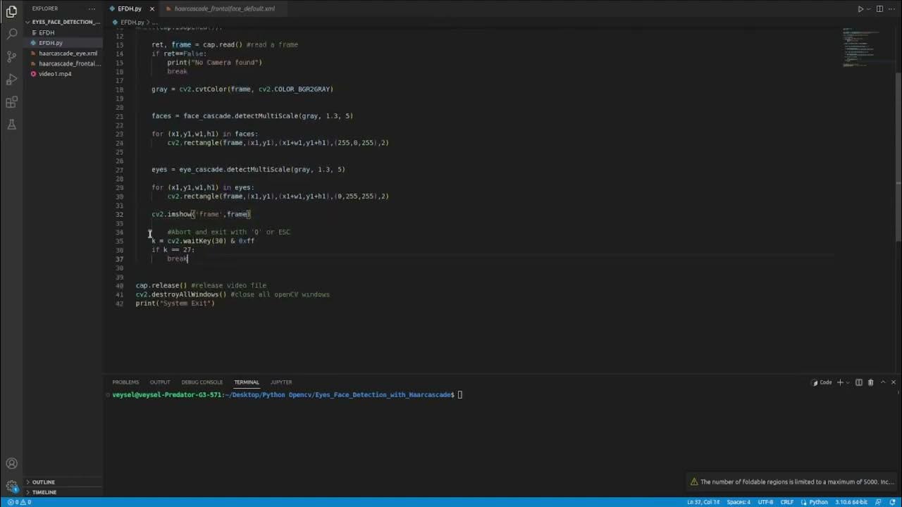 Python - OpenCV - Eyes and Face Detection with Haarcascade Classifier - YouTube