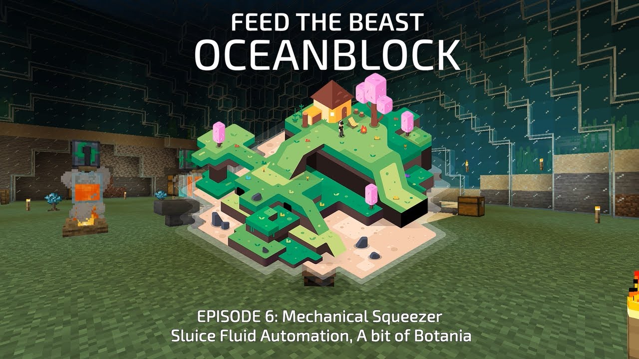 FTB OceanBlock 6: Mechanical Squeezer, Sluice Fluid Automation, A Bit of Botania - YouTube