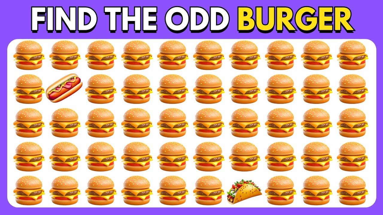 Find the Odd Emoji Out - Junk Food Edition 🍔🍕 | Easy, Medium, Hard - 25 ...