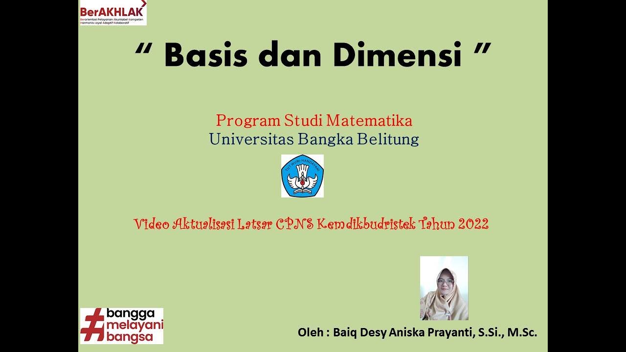 Basis dan Dimensi pada Ruang Vektor - YouTube