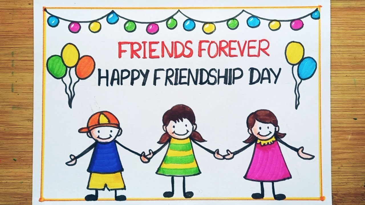 Friendship Day Card Drawing Easy/ Happy Friendship Day Card Drawing ...