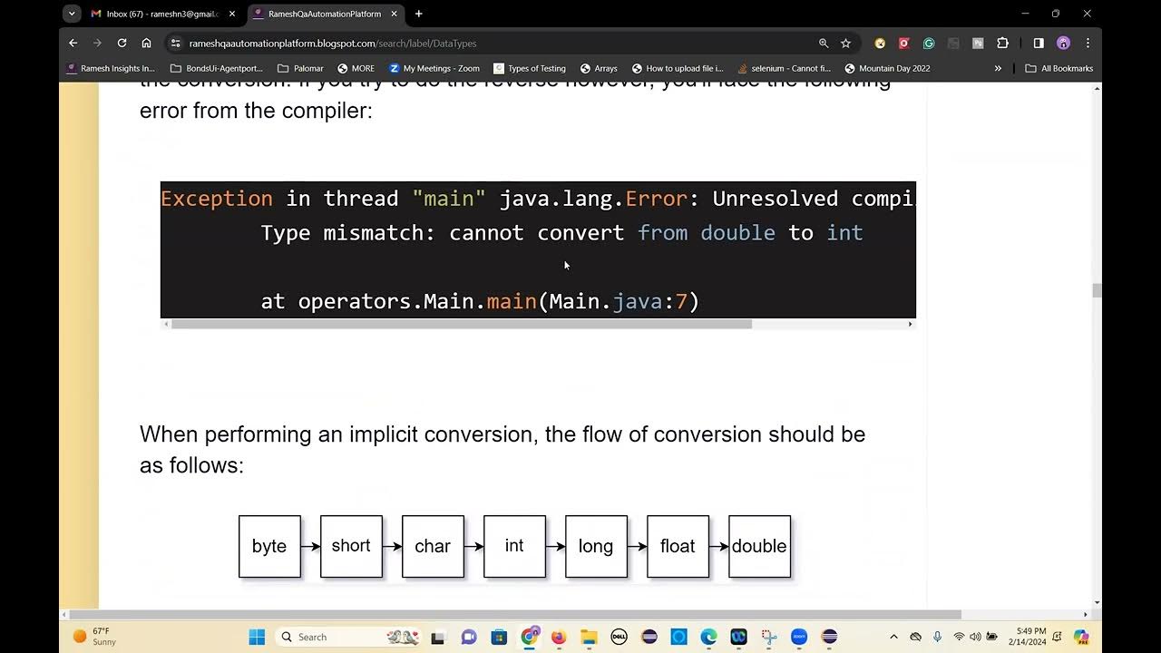 CoreJava TypeCasting or Conversion Strings Feb 14 2024 - YouTube