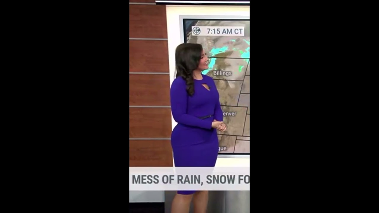 Felicia Combs on The Weather Channel Showing Curves in Tight Blue Dress ...
