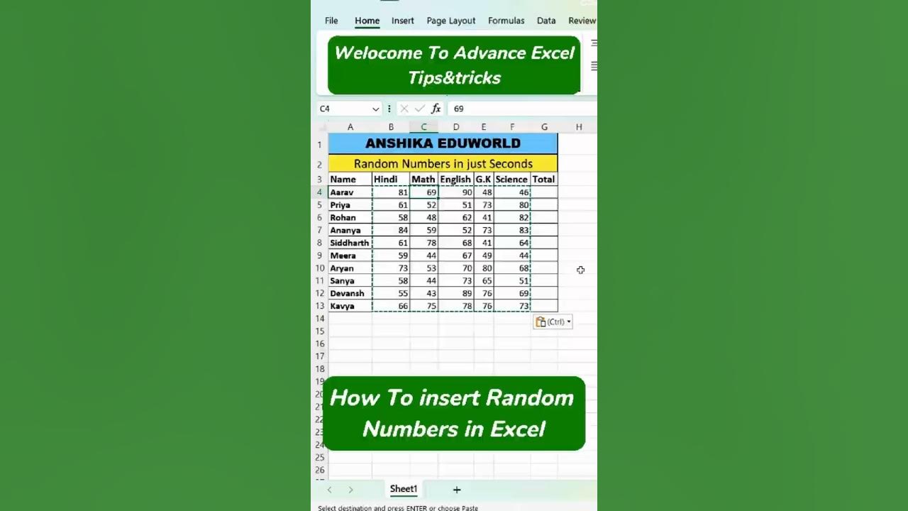 How To Insert Random numbers in Excel #trendingshorts #excel #tips_and_tricks #excel # ...