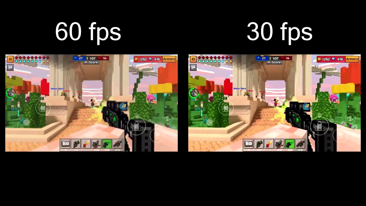 60fps VS 30fps COMPARISON!! Pixel Gun 3D - YouTube