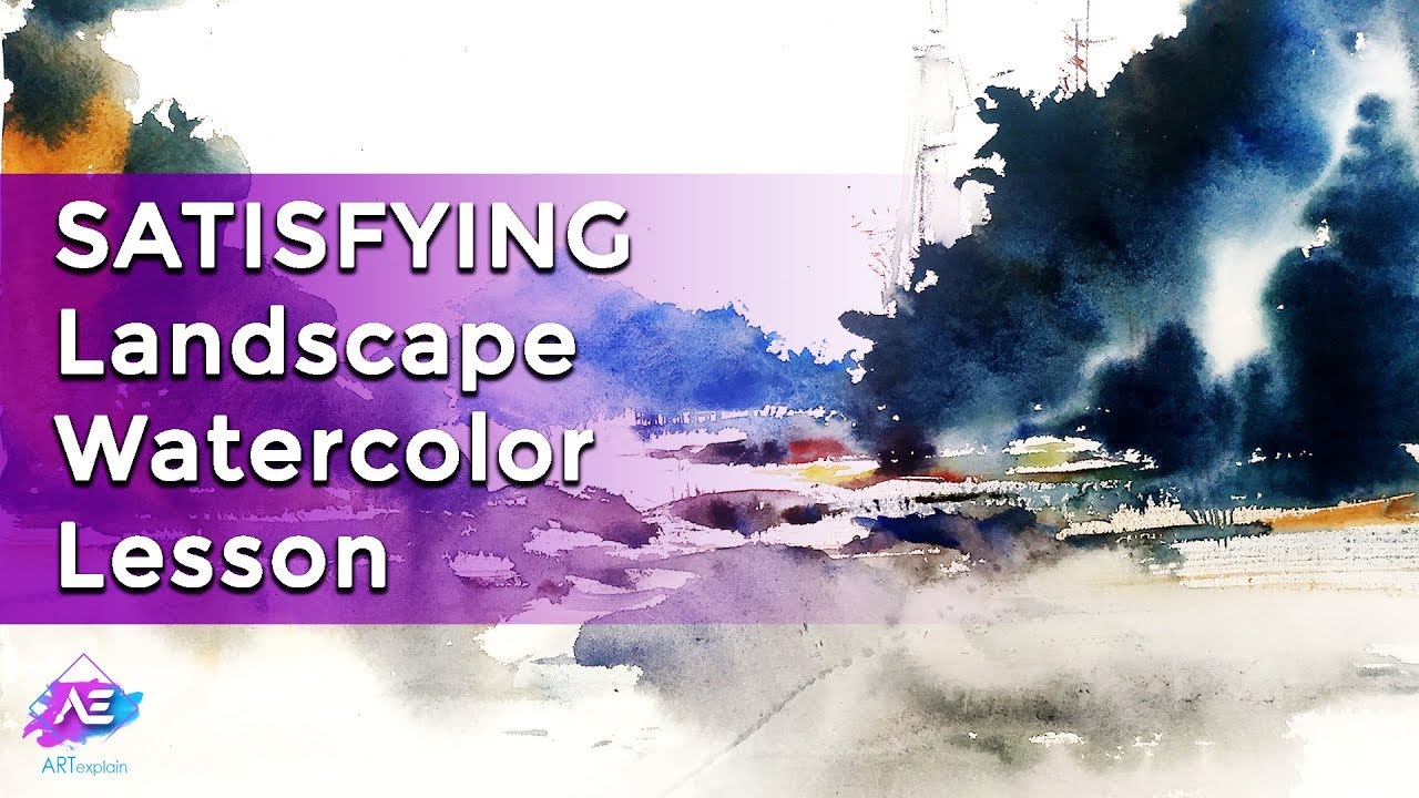 SATISFYING LANDSCAPE WATERCOLOR PAINTING LESSON BY ART EXPLAIN - YouTube