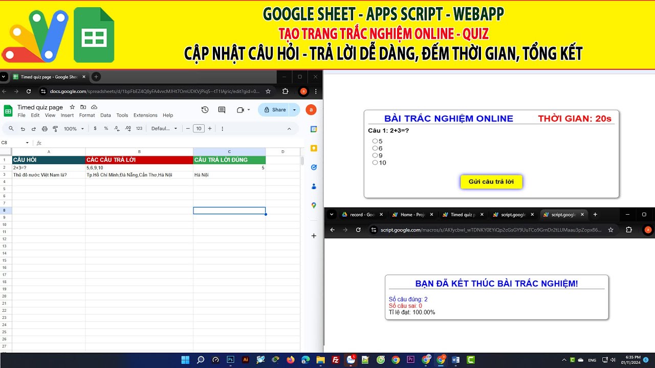 Google sheet Apps script | Trang trắc nghiệm Quiz - Cập nhật câu hỏi ...