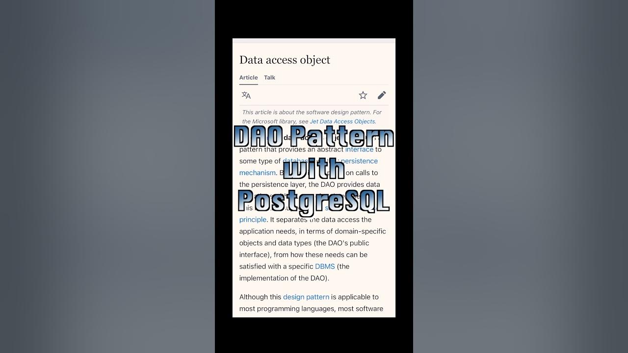 DAO pattern with PostgreSQL #shorts - YouTube