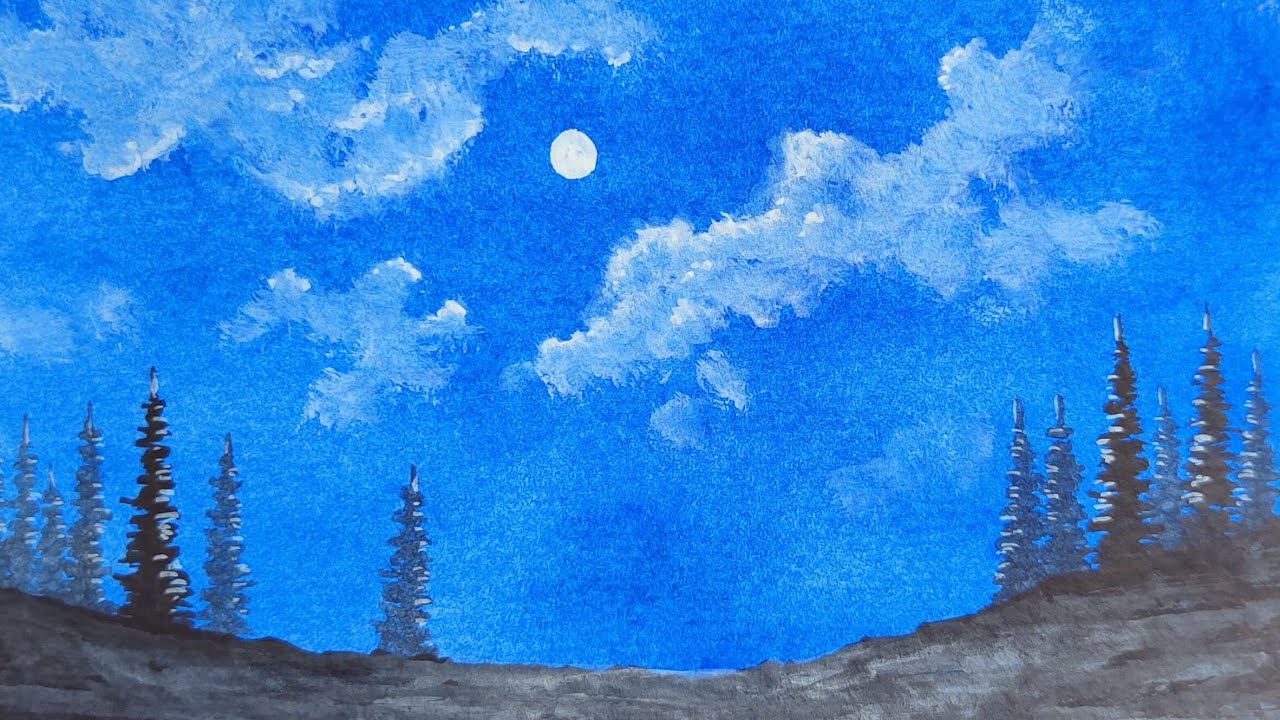 CALM NIGHT | Watercolor painting #watercolor #painting #night - YouTube