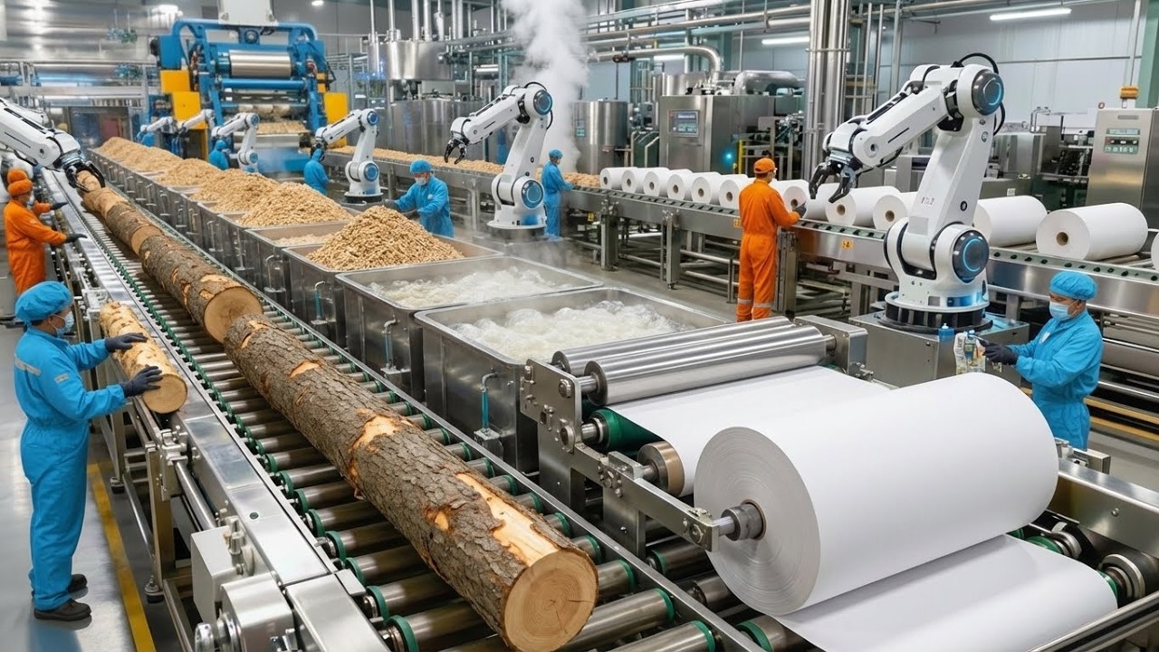 The Mind-Blowing Process of Making Paper From Trees - YouTube