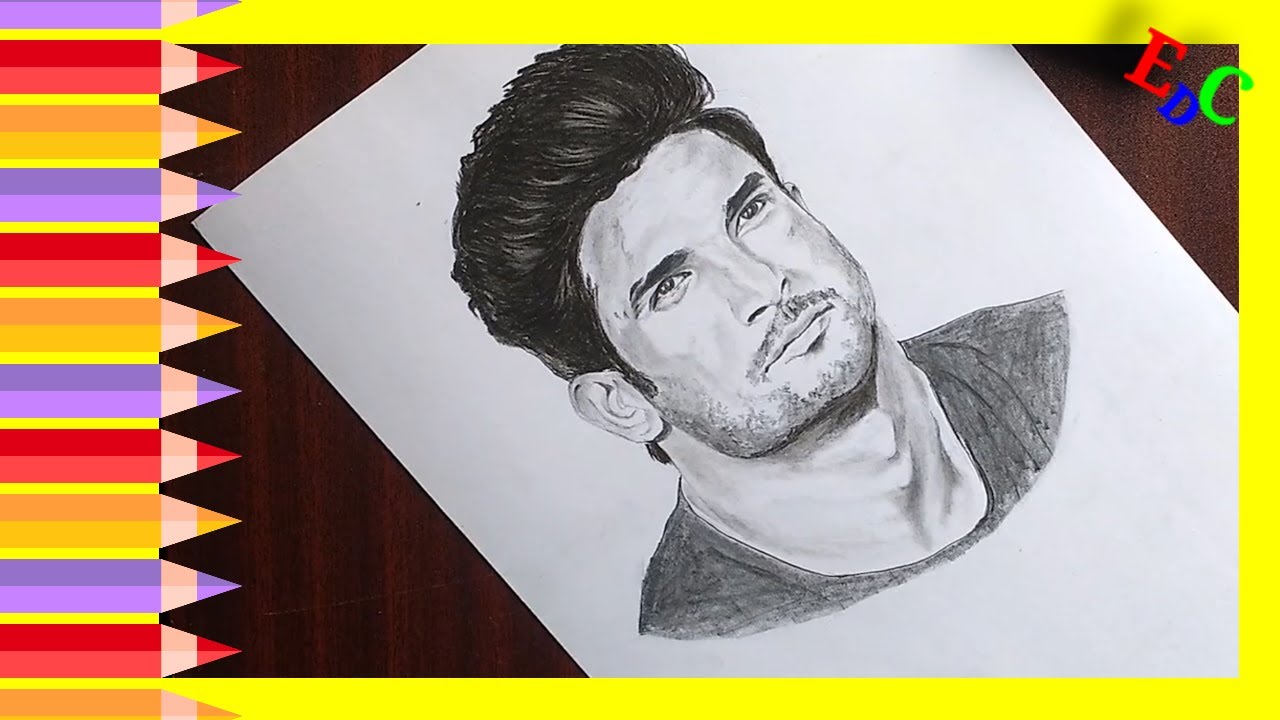Susant Singh Rajput drawing Sketch a Bollywood actor || Miss you ...
