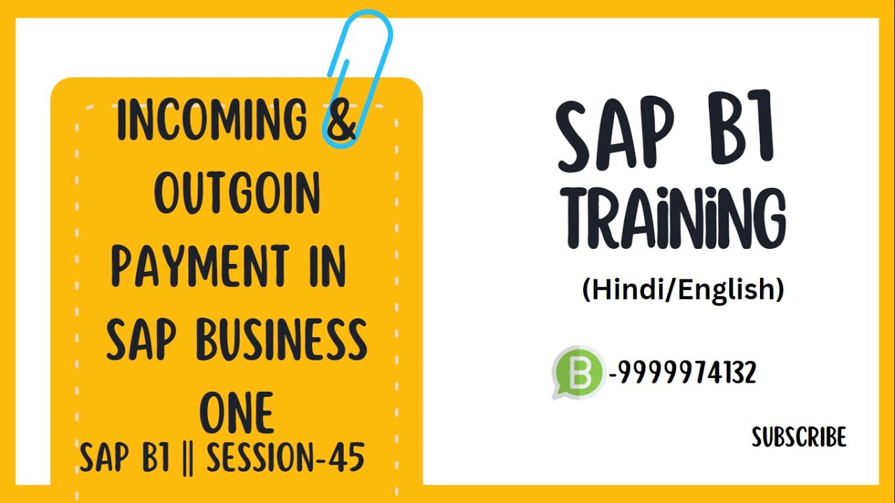 Incoming and Outgoing Payment by Cheque in SAP Business One Training in ...