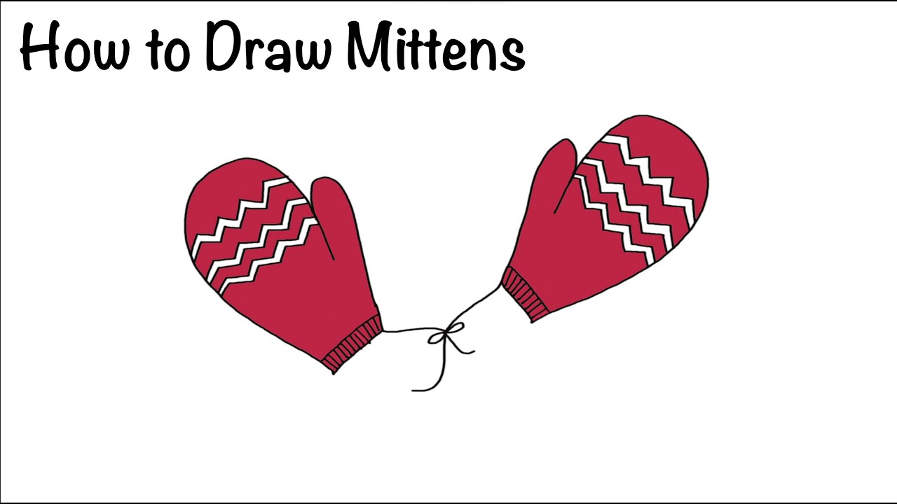 🔴 How to Draw a Pair of Xmas Winter Mittens Simple Step by Step ...