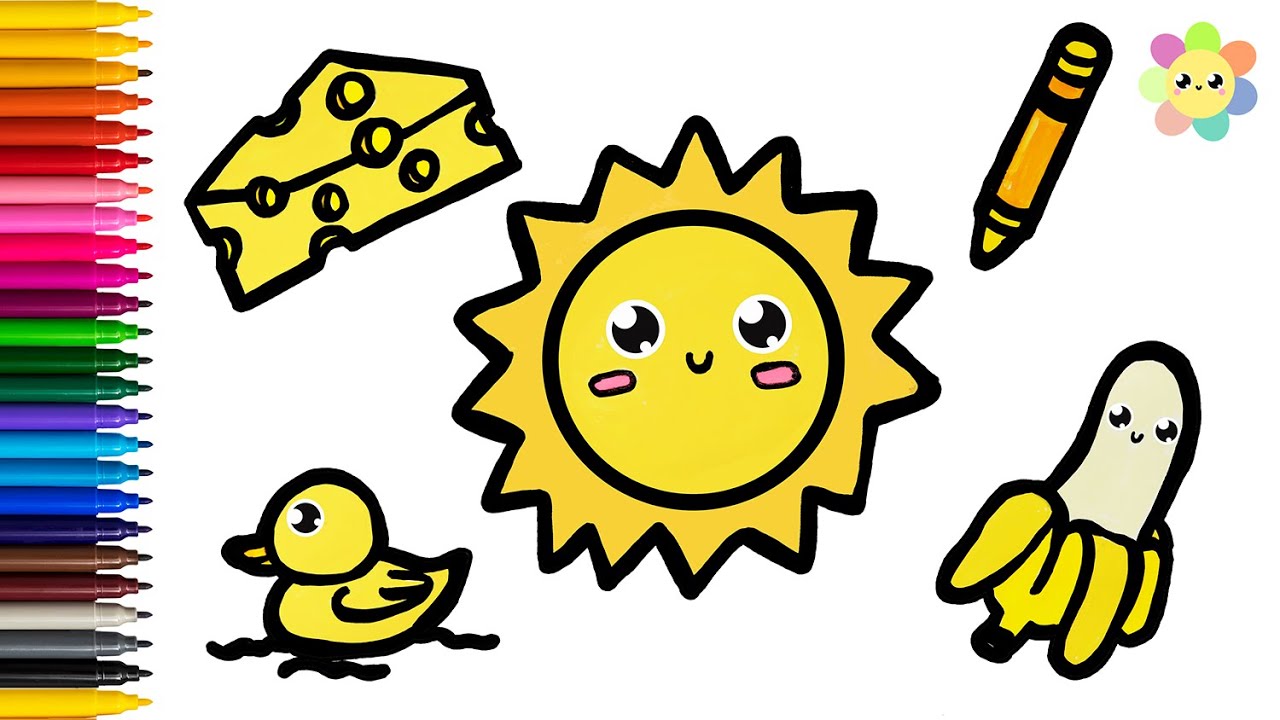 YELLOW | Learn Colors for Babies and Toddlers | Drawing and Painting ...