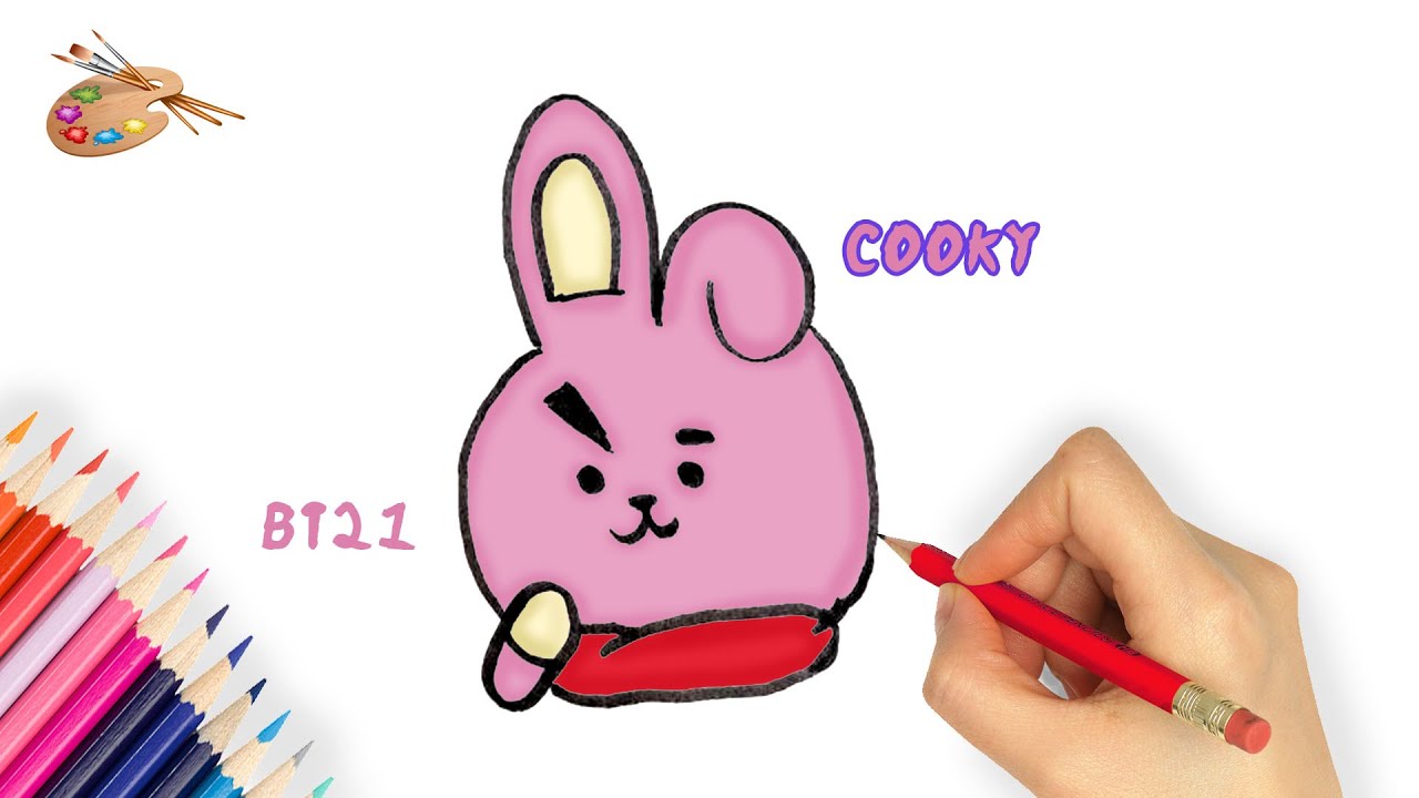How to draw COOKY from the band BT21 BTS | How to draw for beginners ...