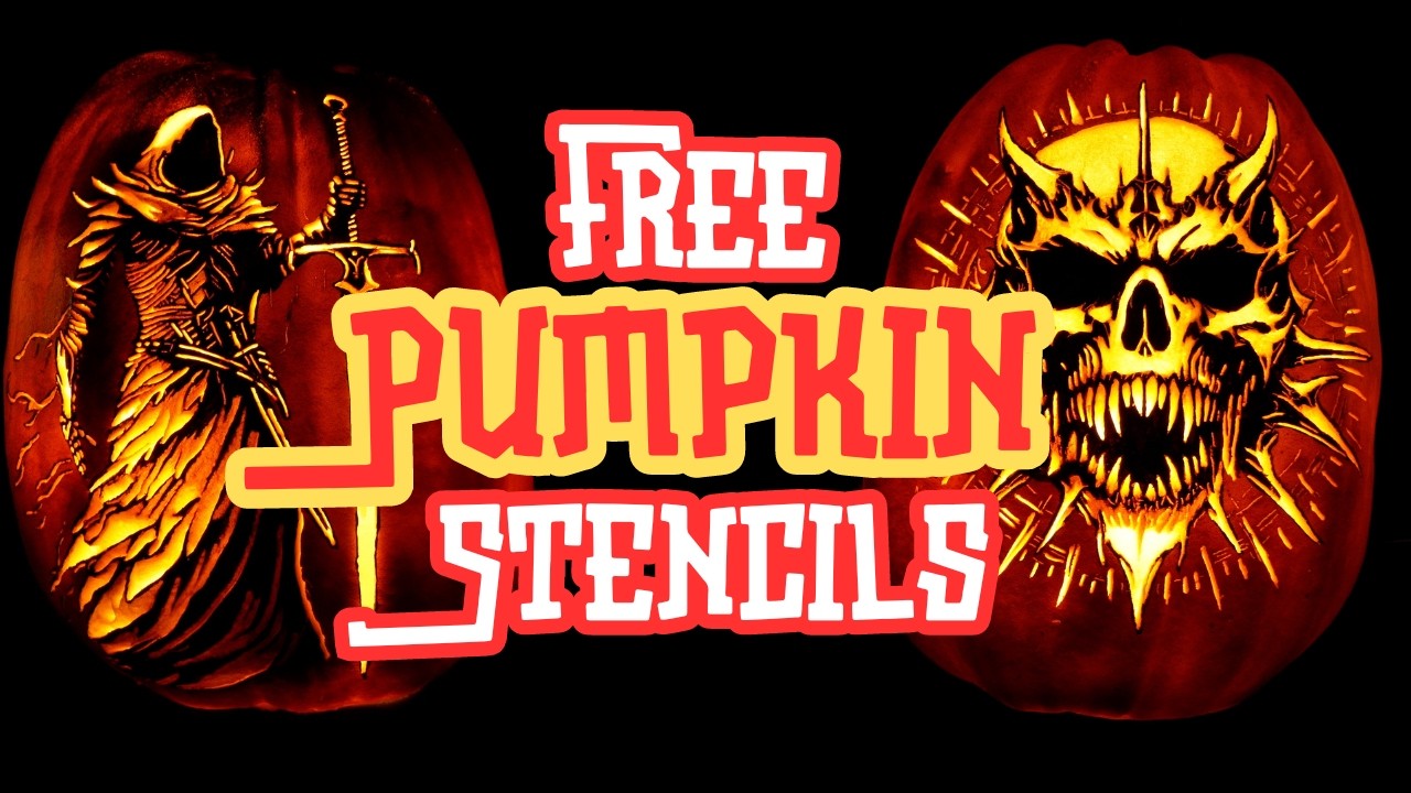 FREE Pumpkin Carving Stencils! (beginner pumpkin shading) - YouTube