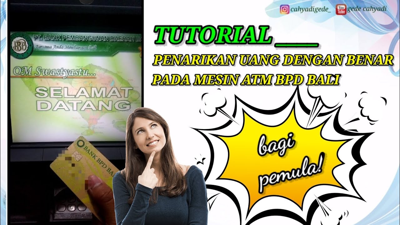Penarikan uang pada mesin ATM BPD Bali - YouTube