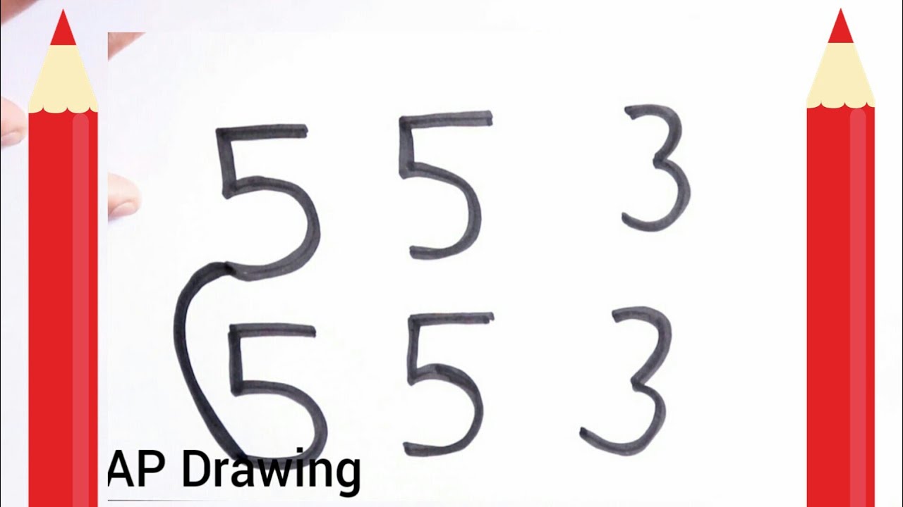 [Hindi] How to draw Cat from 553 number step by step - very easy - YouTube