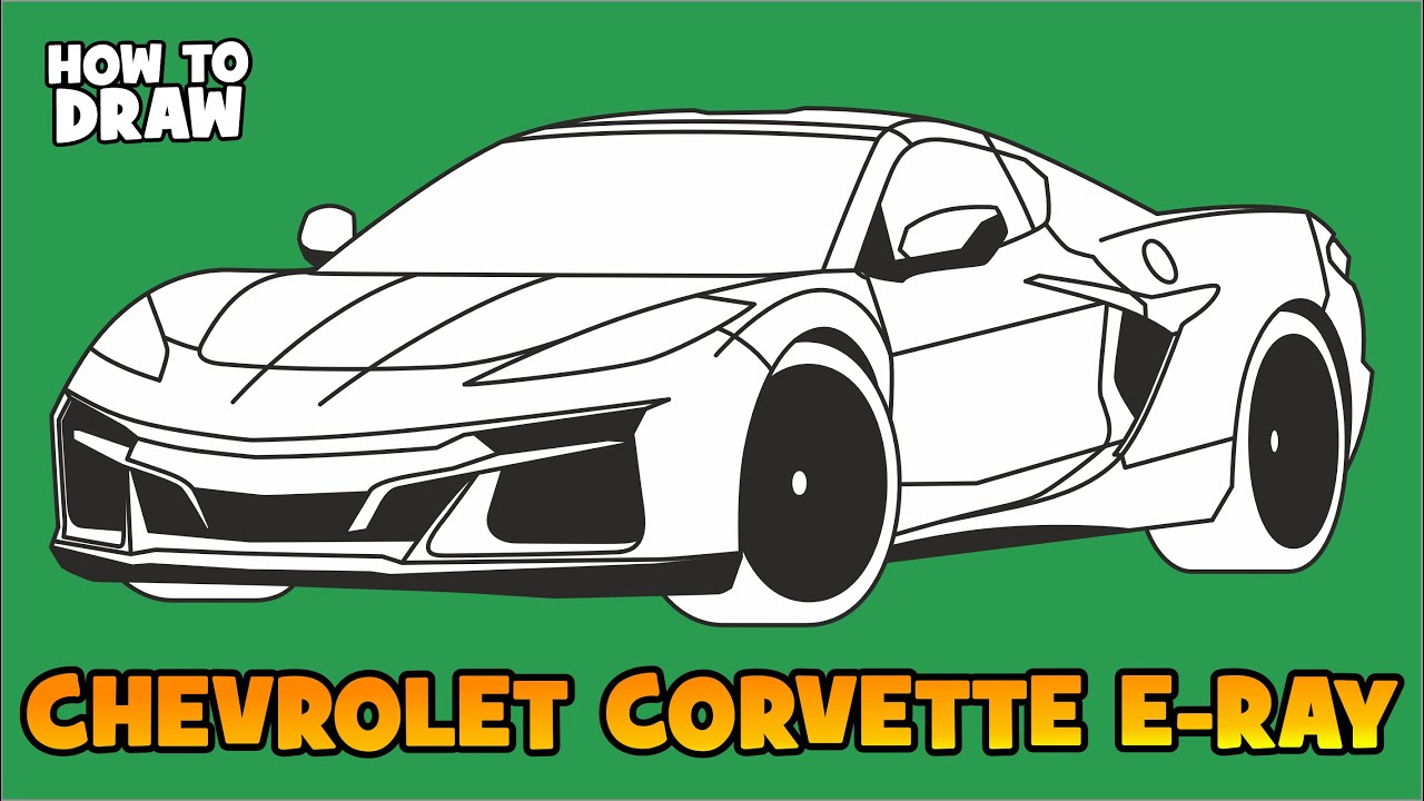 How to draw Chevrolet Corvette E-Ray 2024 - Car drawing step by step ...