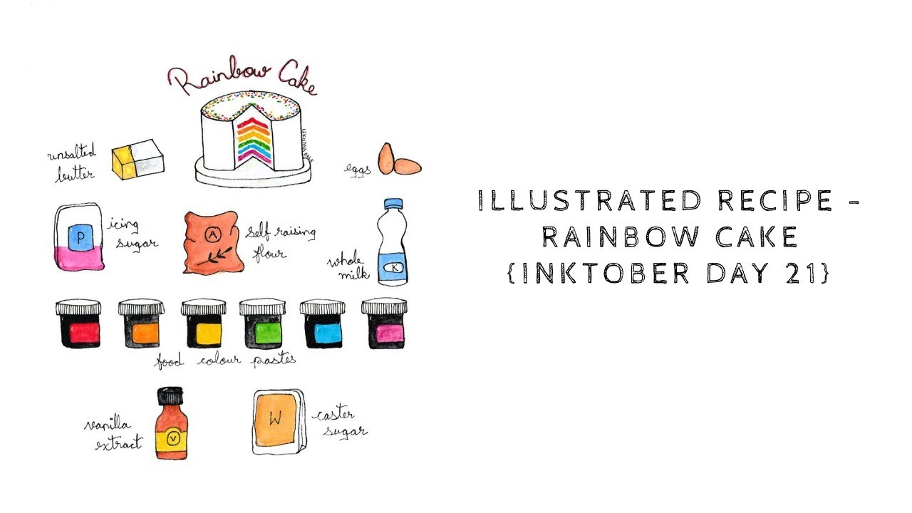 Inktober 2019 | Day #21 | Illustrated Recipe - Rainbow Cake | Cupcake ...