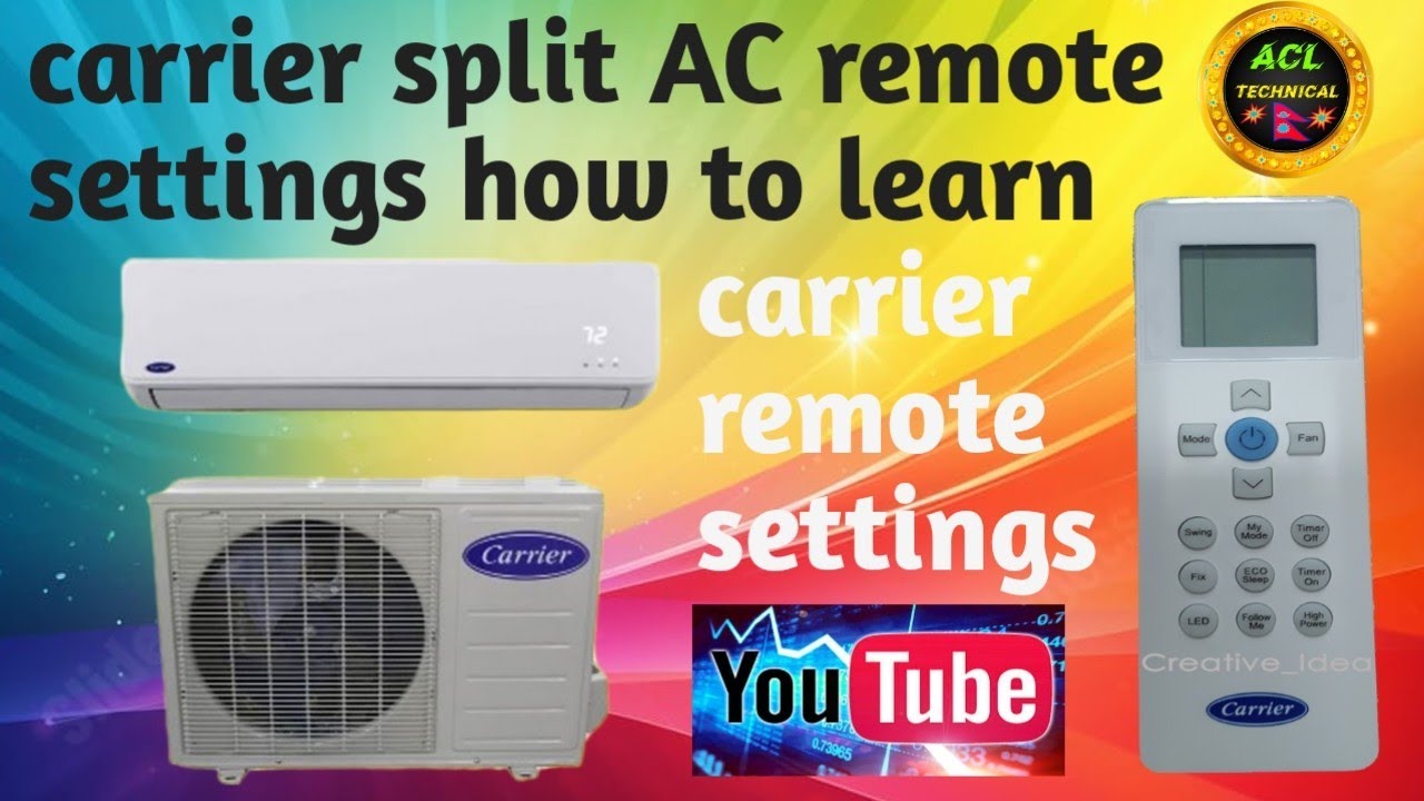 carrier split AC remote settings full details, remote Ka lock kese ...