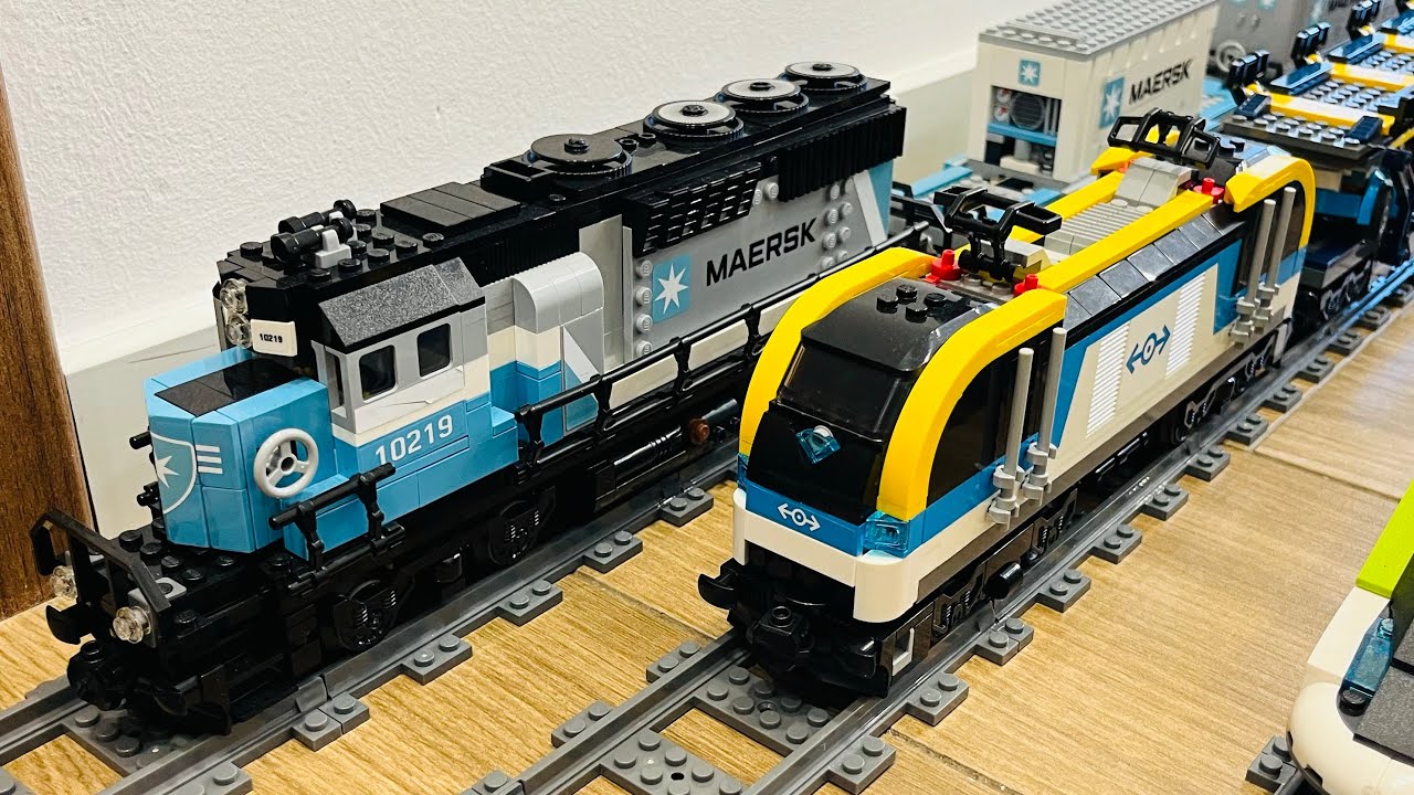Lego train maersk 10219+lego freight train set 60336 city - YouTube
