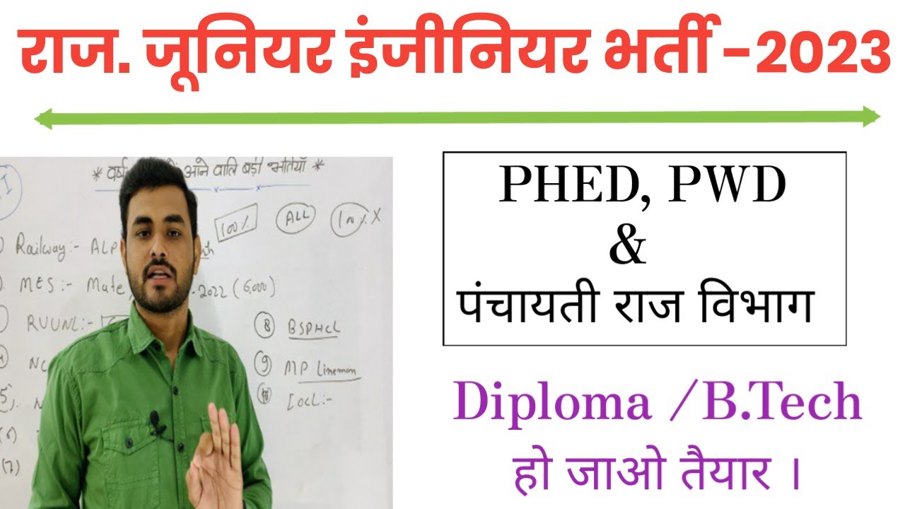 Rajasthan JEN Vacancy Update -2023 || PHED, PWD, Panchayati Raj ...