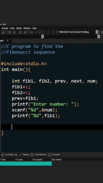 C Program To Find The Fibonacci Sequence C Cpp Cprogramming Fyp Fypシ Shorts Reels Viral
