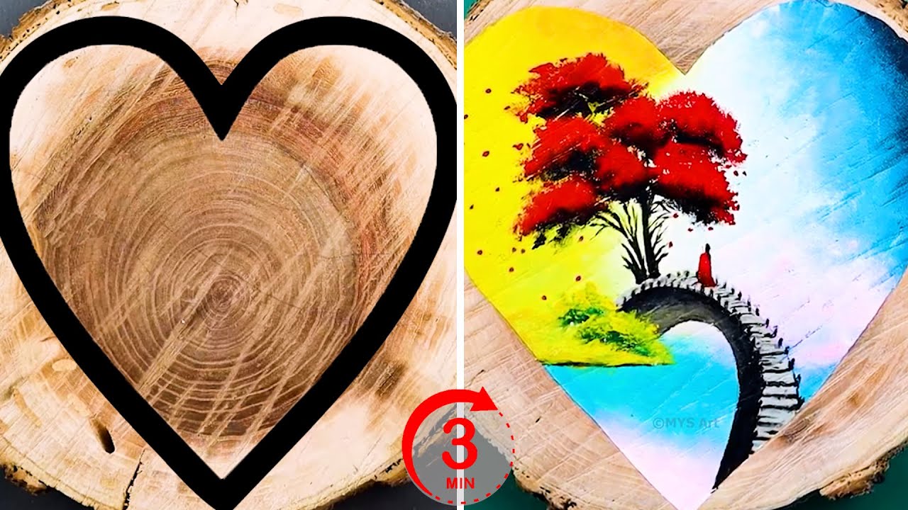 Simple Painting Landscape Inside Heart in 3 Minutes Step by Step for ...