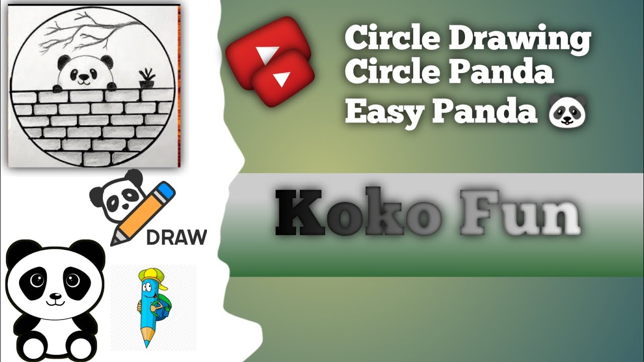 Circle Panda 🐼 ||Panda Drawing||Easy Circle Scenery 💖 Easy Circle ...