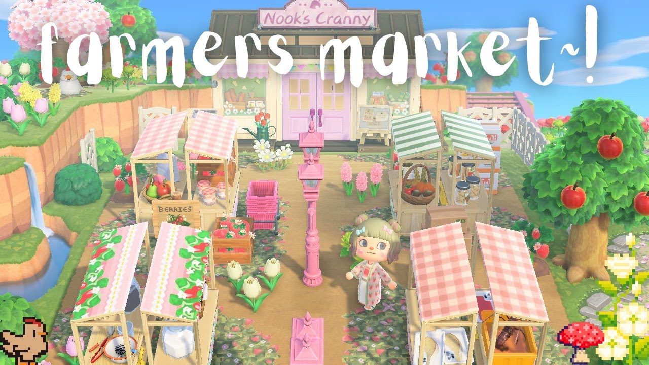 farmers market & massive flower field build~! ୭ ˚.⁺⊹ animal crossing ...