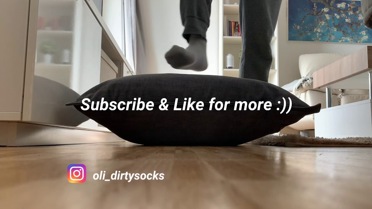 Stomping on a pillow with feet and socks - YouTube