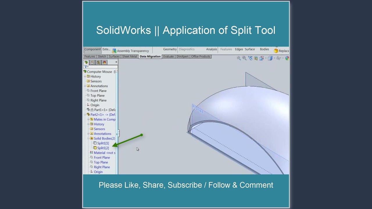 SolidWorks || Application of Split Tool - YouTube