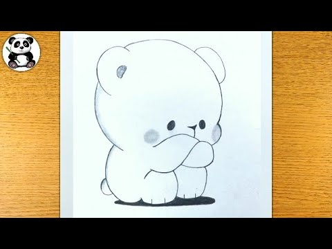 Cute  little teddy animal missing someone pencil drawing@TaposhiartsAcademy