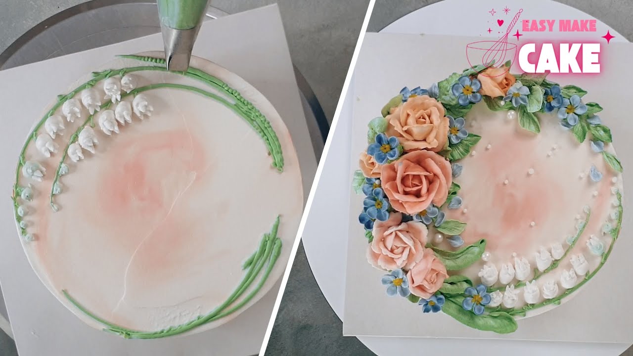 Bellflower & Rose Cake – Elegant Floral Decoration - YouTube