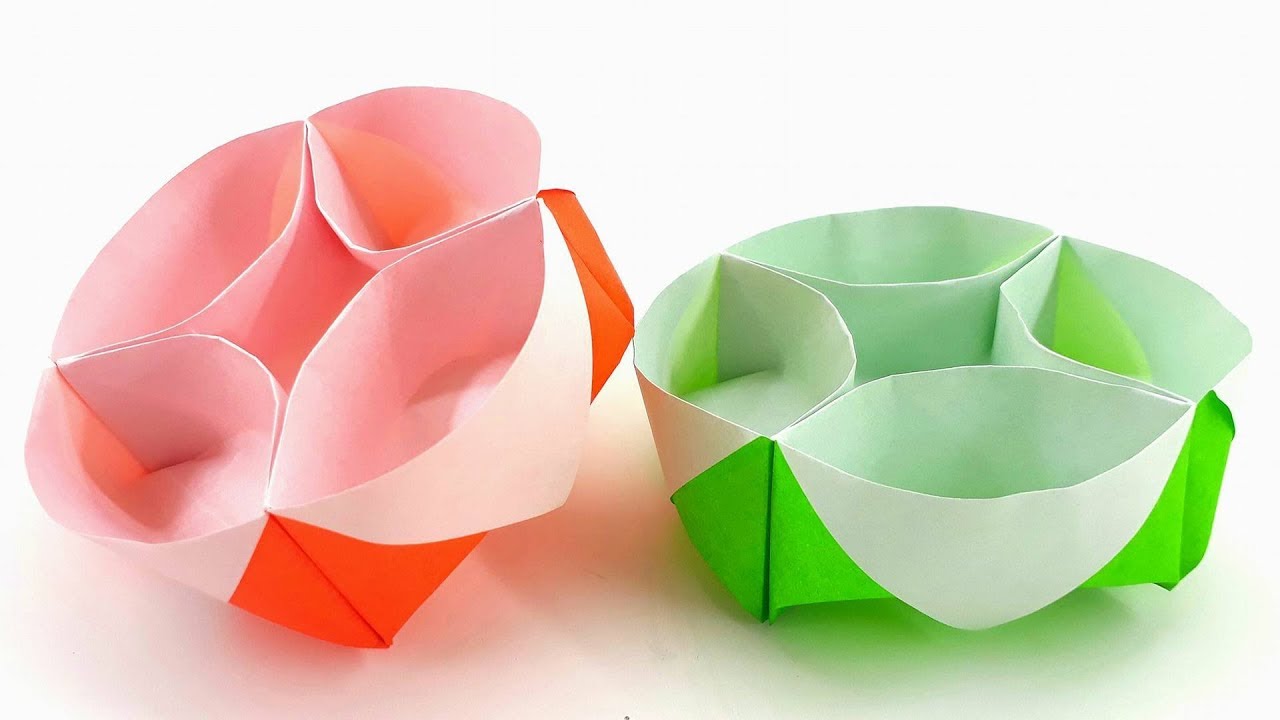 How to fold an Easy Origami Box (5 compartments) - YouTube