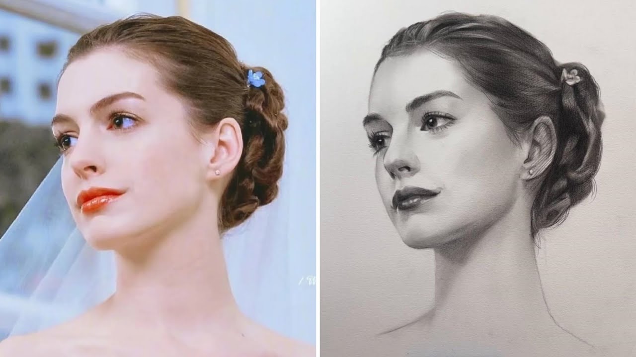 How to Draw Anne Hathaway Step by Step || Realistic Portrait Sketch ...