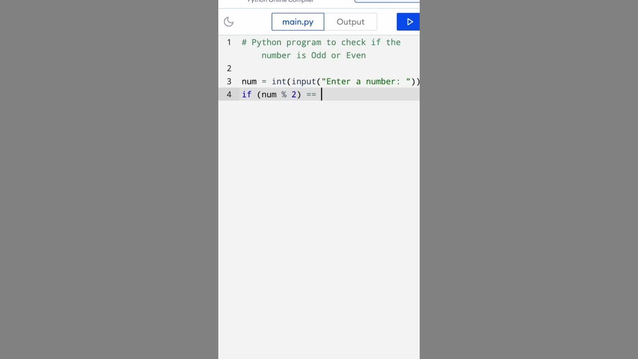 Python Program To Check If The Number Is Odd Or Even Coding Python Pythonprogramming Youtube