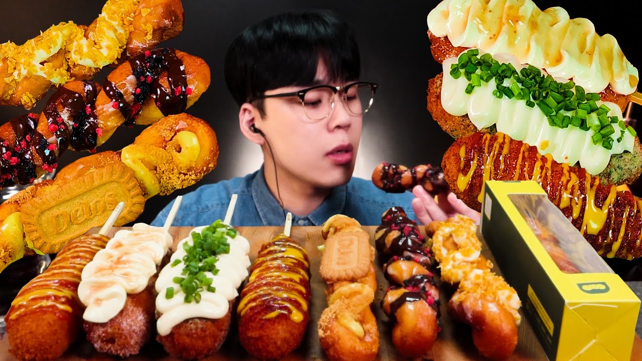 명랑꽈배기 명랑핫도그 먹방 리얼사운드 HOT DOG ASMR MUKBANG REAL SOUND ホットドッグ - YouTube