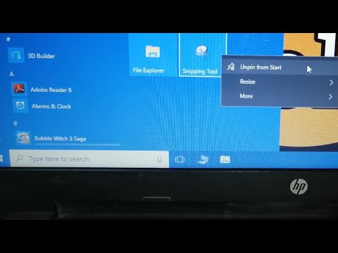 how to unpin snipping tool from start menu in windows 10 - YouTube