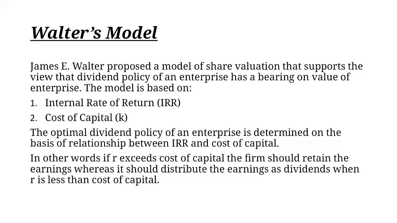 BBALLB 4 SEM FINANCIAL MANAGEMENT UNIT 4 INVESTMENT WALTER'S MODEL ...