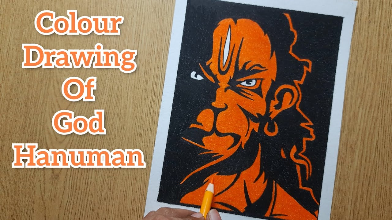 Hanuman ji drawing | Colour Sketch of God Hanuman | Easy Pencil Sketch ...