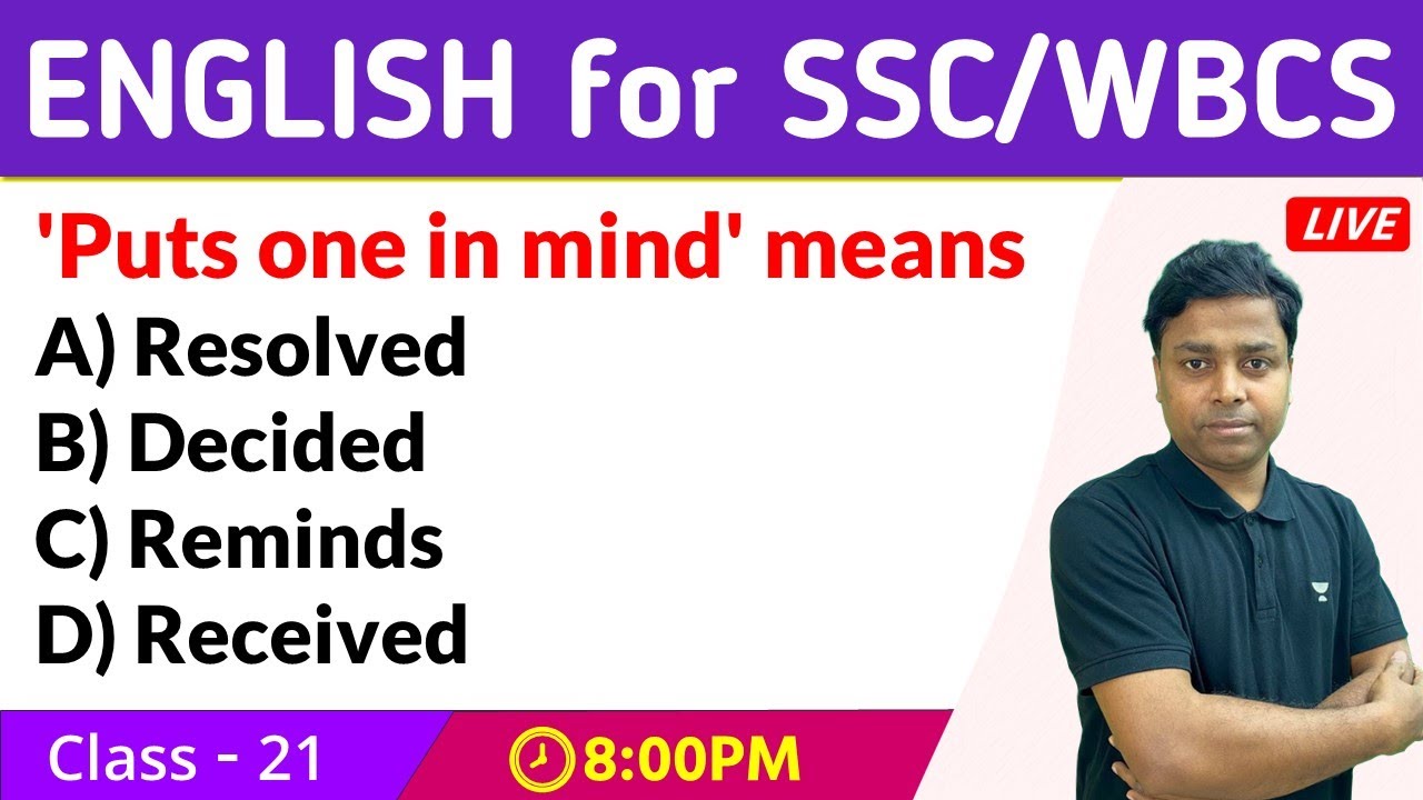 English Class for SSC & WBCS | Objective English Practice | Class - 21 ...